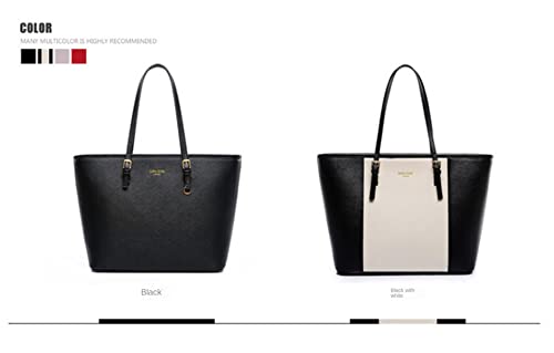 Women's shoulder bag, large capacity vertical zipper open tote bag, women's handbag (Black)