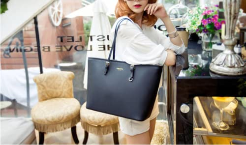 Women's shoulder bag, large capacity vertical zipper open tote bag, women's handbag (Black)
