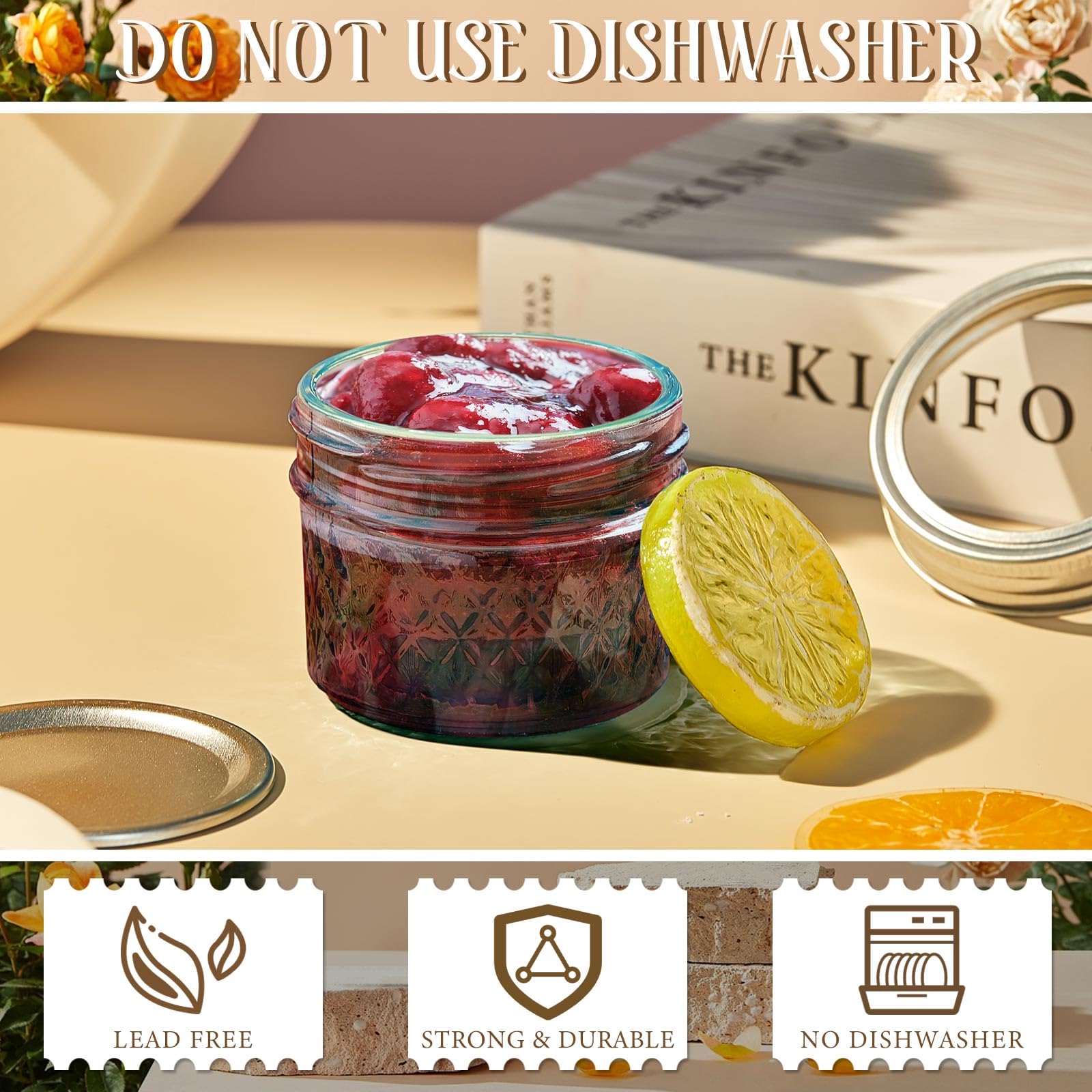 Zhehao 12 Pcs Mason Jars 4 oz with Regular Lids Mini Canning Jelly Honey Jars for Wedding Shower Favors DIY Projects Candle Holding Spice Jam Fruit Smoothie Salad Dressing Ketchup(Light Blue)