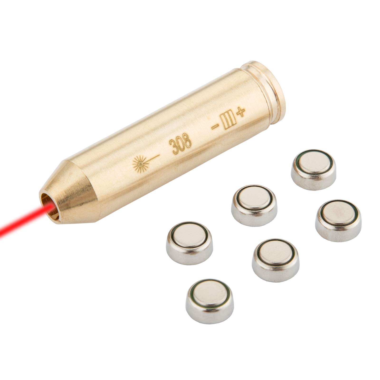 Laser Bore Sight, 308 Bore Sight Laser with 6 Batteries(2 Set Batteries)