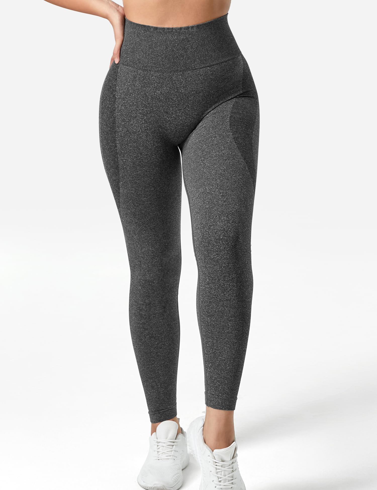 YEOREO Women Seamless Workout Leggings Gym High Waist Smile Contour Yoga Pants Gray