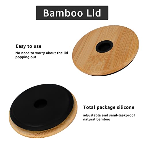 Tronco Bamboo Lids with Stainless Steel Straws, 2 Reusable Lids for Wide Mouth Tumblers, Includes 2 Straws and 1 Straw Brush