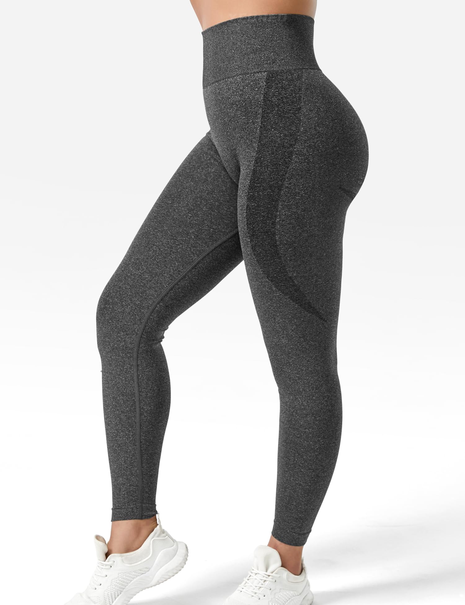 YEOREO Women Seamless Workout Leggings Gym High Waist Smile Contour Yoga Pants Gray