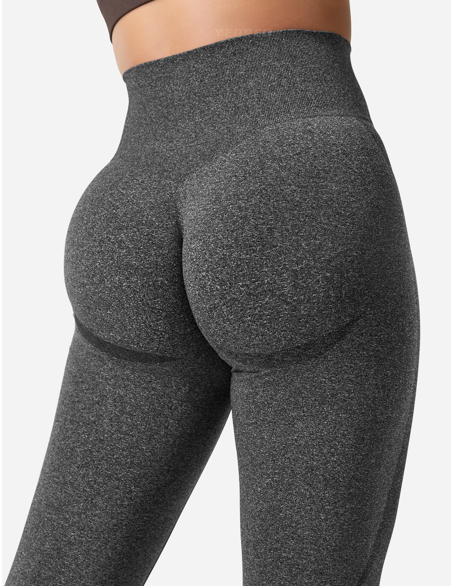 YEOREO Women Seamless Workout Leggings Gym High Waist Smile Contour Yoga Pants Gray