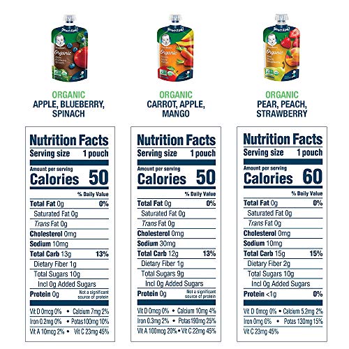 Gerber Organic Baby Food Pouches, 2nd Foods for Sitter, Fruit & Veggie Variety Pack, 3.5 Ounce (Set of 18)
