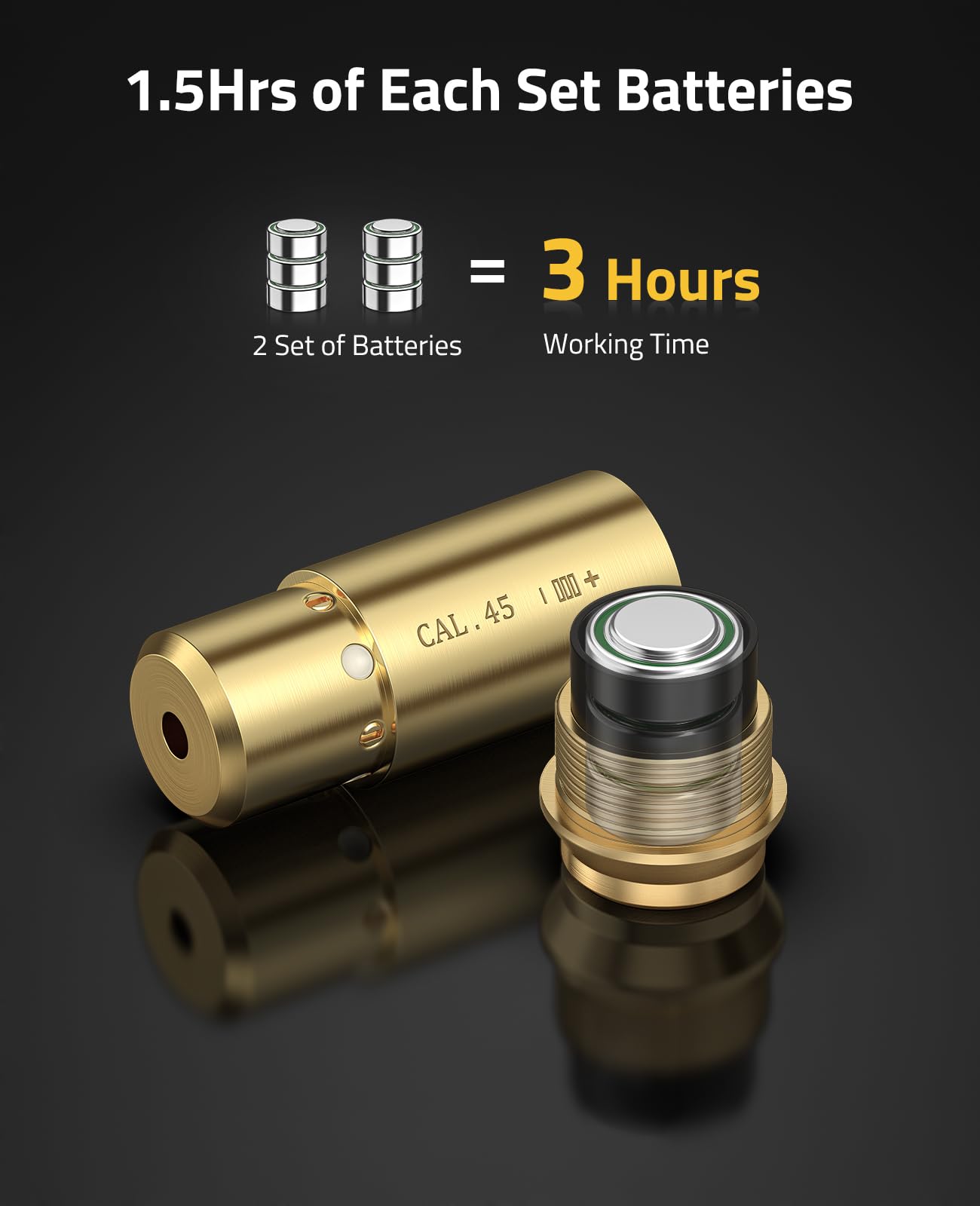 CVLIFE .45acp Bore Sight, Red Laser Bore Sight with Two Sets of Batteries