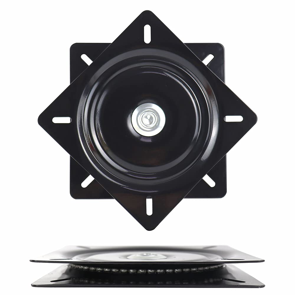 2Pack 8 Inch Lazy Susans Turntable Bearings Swivel Zinc Plate, Black Square Lazy Susan Hardware, Heavy Duty Lazy Susan Replacement Parts, 500LB Capacity Load(Black) (2Pack 8 Inch)