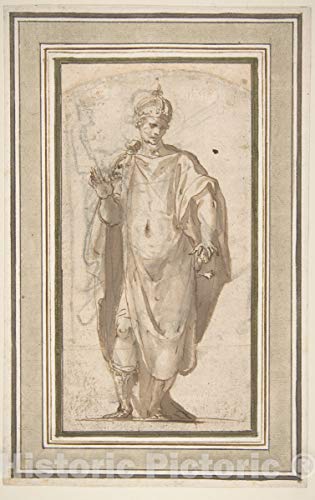 Historic Pictoric Art Print : Cesare Nebbia - Standing Figure of a Warrior King : Vintage Wall Décor : 08in x 12in