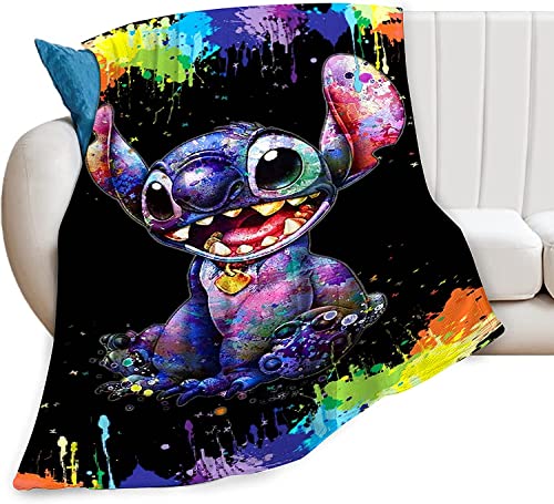 Stitch Blanket Stitch Gifts for Girls Stitch Throw Blanket for Kids Women Adults Stitch Cartoon Flannel Fleece Blankets for Couch Bed Sofa 40"x50"