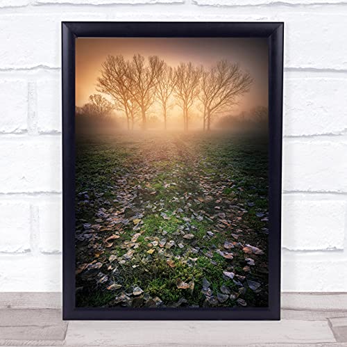 Misty Morning Fog Nebbia Dawn Sunrise Alba Leaves Light Wall Art Print