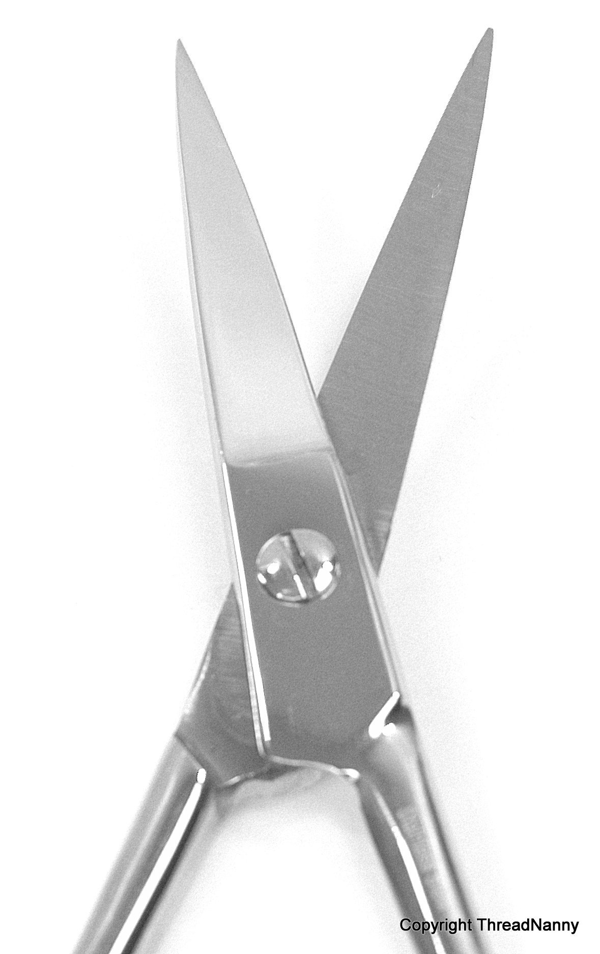 ThreadNanny Duckbill Scissors (4.5-Inch) - Duckbill Applique Scissors for Professionals - Ergonomically Bent Curved Offset Handle - Paddle Shaped, Razor-Sharp, Premium Grade German Steel