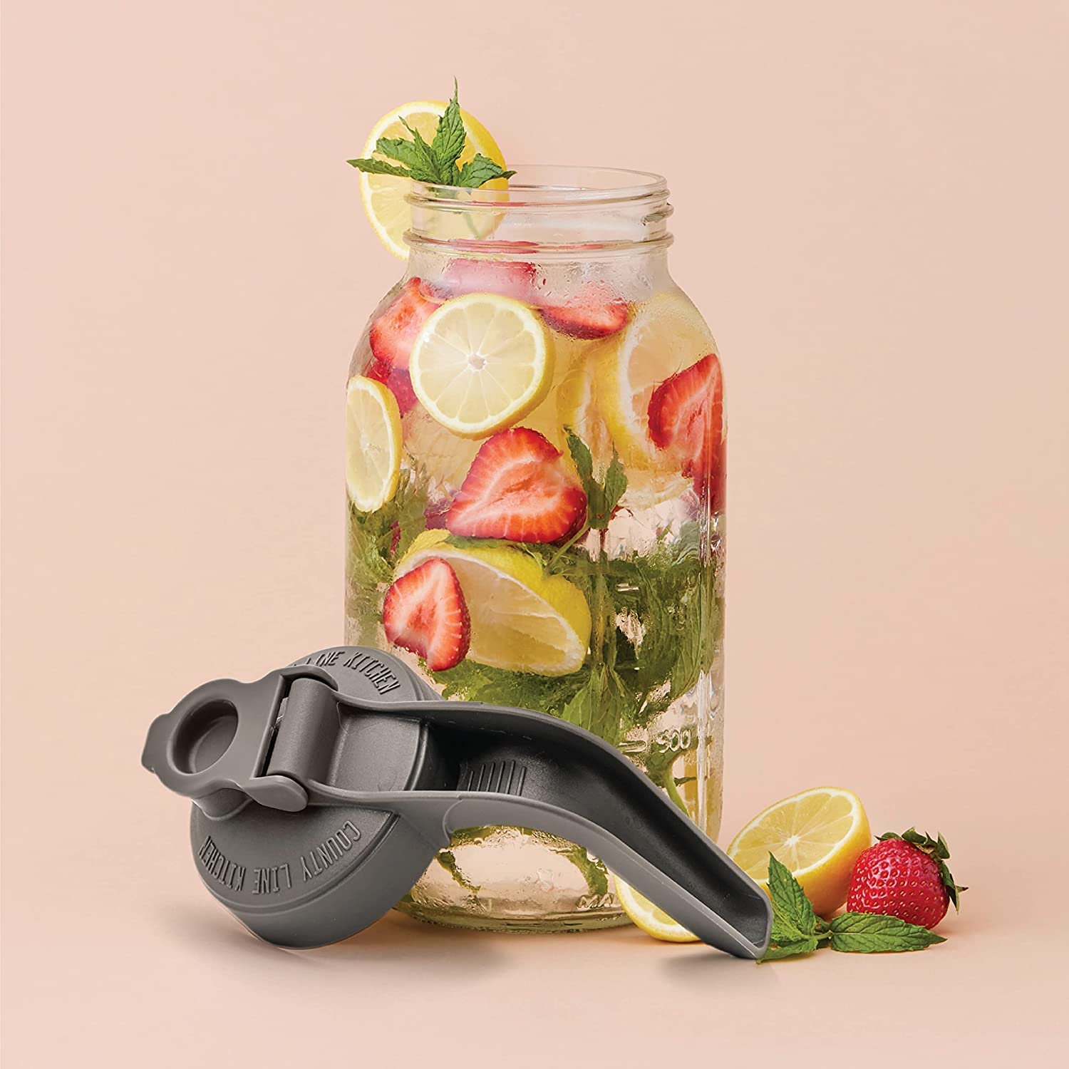 County Line Kitchen Glass Mason Jar Pitcher with Lid - Wide Mouth, 2 Quart (64 oz) - Heavy Duty, Leak Proof - Sun & Iced Tea Pitcher, Cold Brew Coffee, Breast Milk Storage, Water - Leaf Green