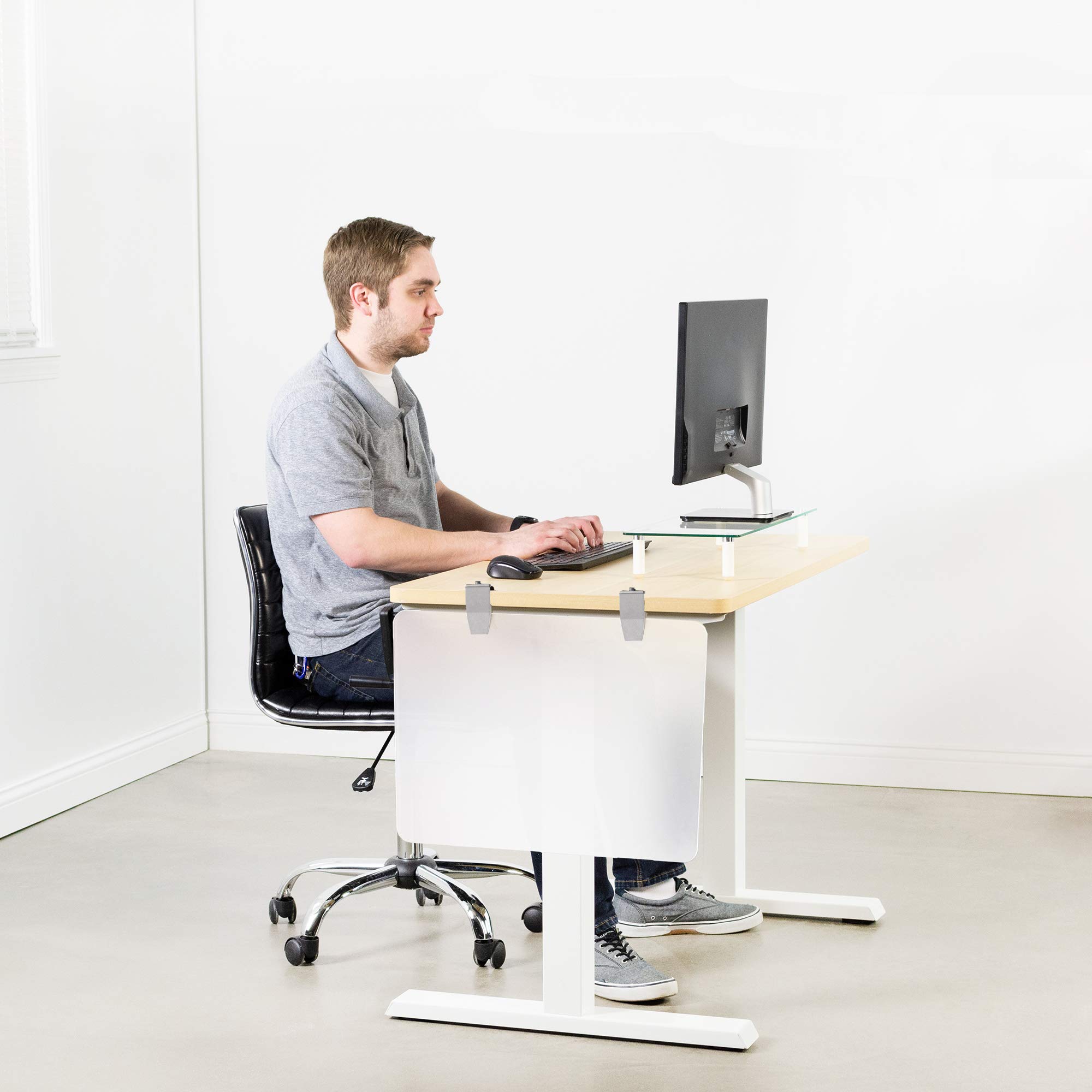 VIVO Universal Privacy Panel/Acrylic Sneeze Guard Desk Clamps, Clamps Only, Fits Desks up to 2 inches Thick, Pack of 2, Silver, PP-CP-01S