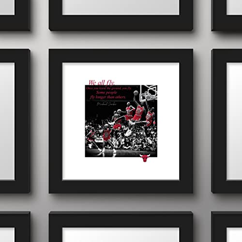 Trends International Gallery Pops Michael Jordan - Quote We All Fly Wall Art Wall Poster, 12" x 12", Black Frame Version