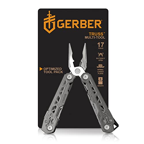 Gerber Gear Truss Multitool with 17 Tools, 4.35β Closed (30-001343N) & 22-48485 Paraframe Mini Pocket Knife, 2.2 Inch Fine Edge Blade, Stainless Steel
