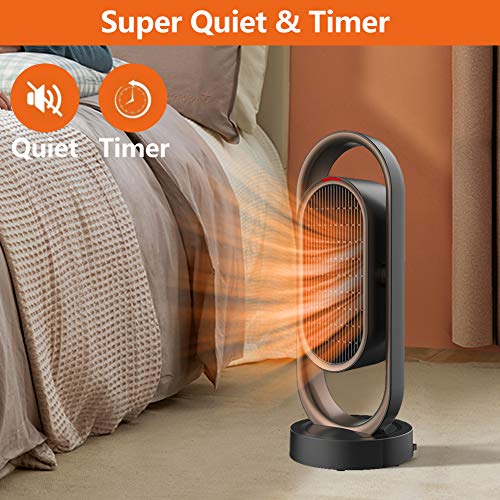 Fit Choice 1500W Oscillating Space Heater for Indoor Use, Fast Heating Within 2s with PTC Heating Tech, 3 Timers & 3 Heating Temperature with Remote Control for Office and Home