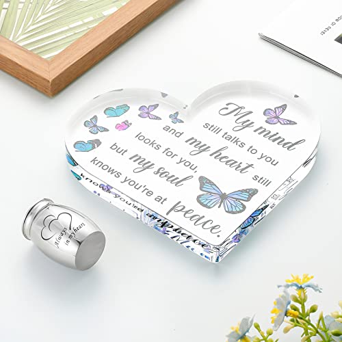 Small Urns for Human Ashes Butterfly Sympathy Gifts Mini Keepsake Urn for Ashes Acrylic Memorial Gifts for Loss of Mother