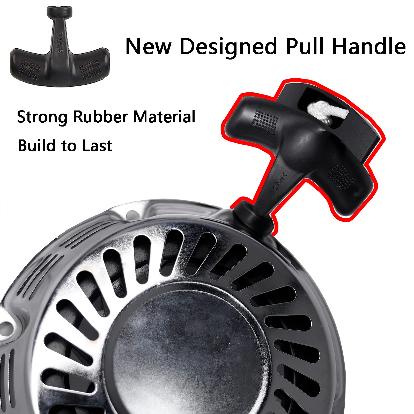 JMCHstore Brilliant Chrome Pull Start Recoil Starter Assembly for Predator 212 Coleman B200R CT200U EX 200cc Mini Bike, KT196 Go Kart Pull Cord Start Honda 6.5HP GX160 196 Hisun Engine Tao Motor