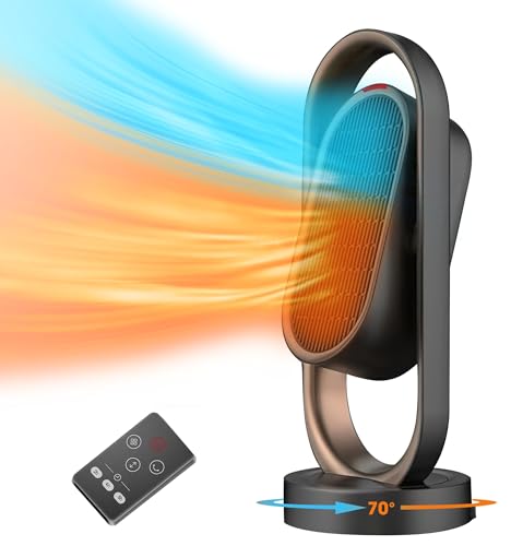 Fit Choice 1500W Oscillating Space Heater for Indoor Use, Fast Heating Within 2s with PTC Heating Tech, 3 Timers & 3 Heating Temperature with Remote Control for Office and Home