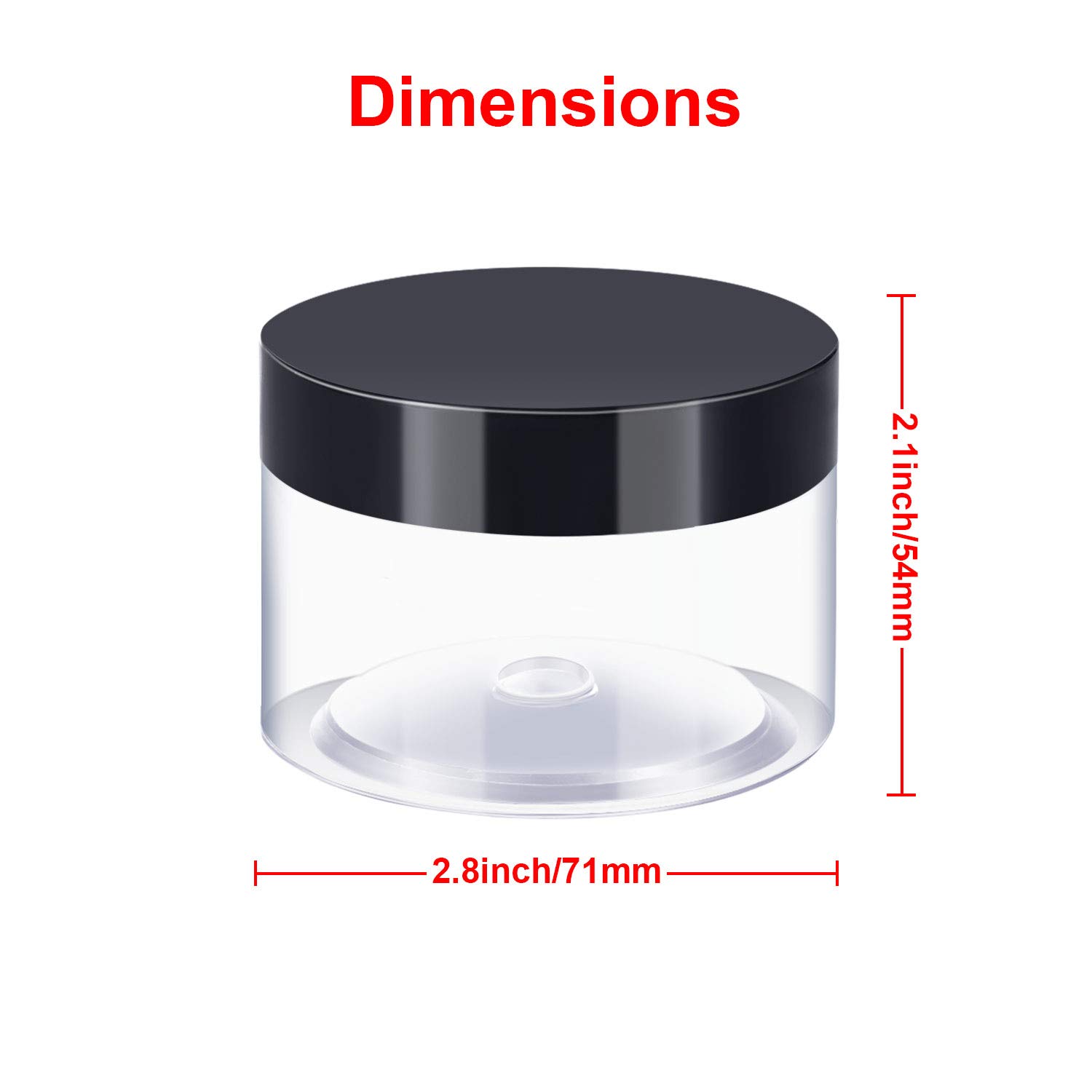 SATINIOR 24 Pieces Empty Clear Plastic Jars with Lids Round Storage Containers Wide-Mouth for Beauty Product Cosmetic Cream Lotion Liquid Butter Craft and Food (Black Lid, 6 oz)