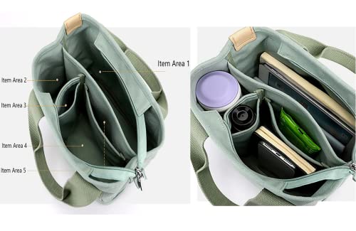 Women's Large Capacity Multi Pocket Tote Canvas Tote Tote Bag Vintage Hobo Messenger Bag Wallet School College Bag Green