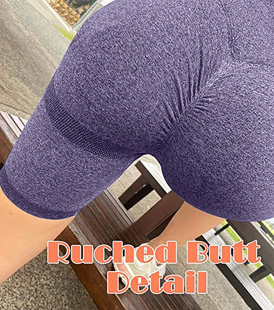 OQQ Women's 3 Piece Butt Lifting Yoga Workout High Waist Tummy Control Ruched Booty Pants Shorts, Grey,purple,avocadogreen, Large