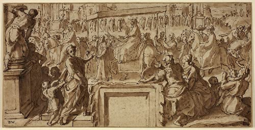 ArtDirect Cesare Nebbia 18x11 Black Modern Frame and Double Matted Museum Art Print Titled - Saint Charles Borromeo Entering the Town of Pavia (C. 1604)