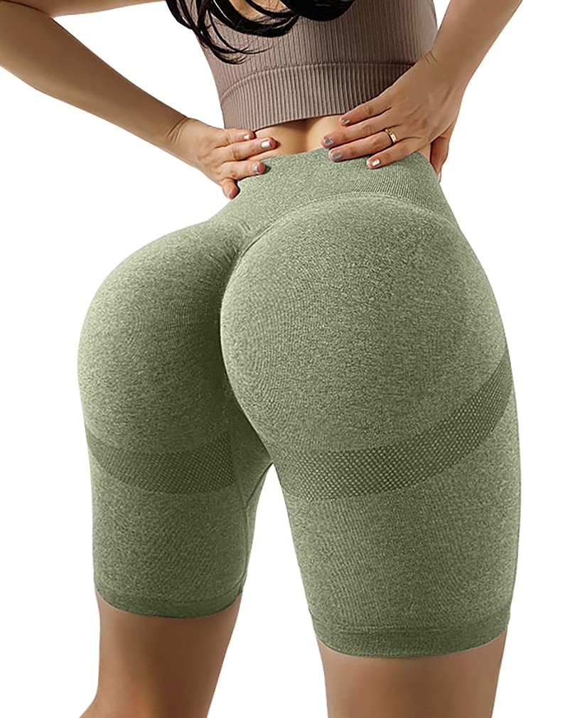 OQQ Women's 3 Piece Butt Lifting Yoga Workout High Waist Tummy Control Ruched Booty Pants Shorts, Grey,purple,avocadogreen, Large