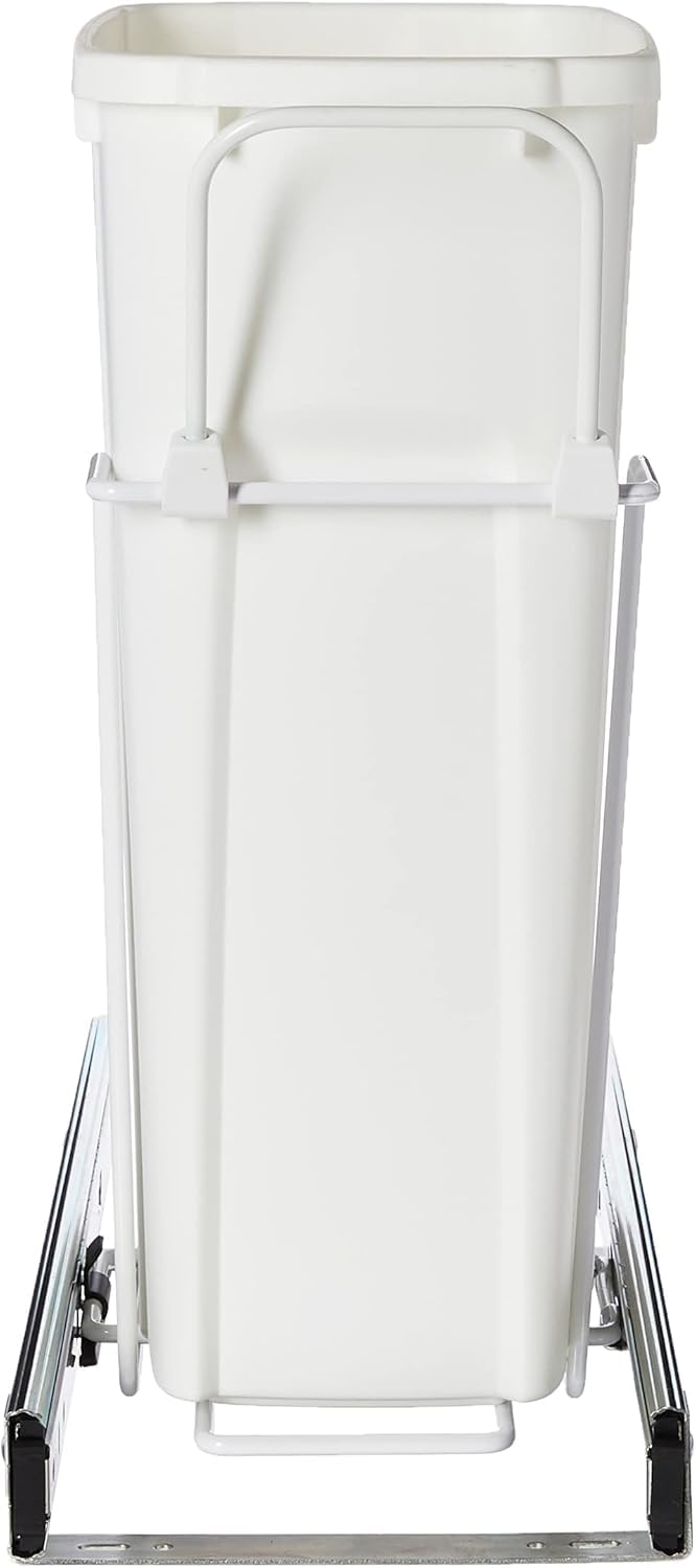 Knape & Vogt RS-PSW9-1-20-W 17 in. H x 8 in. W x D Steel in-Cabinet 20 Qt. Single White Pull Out Trash Can