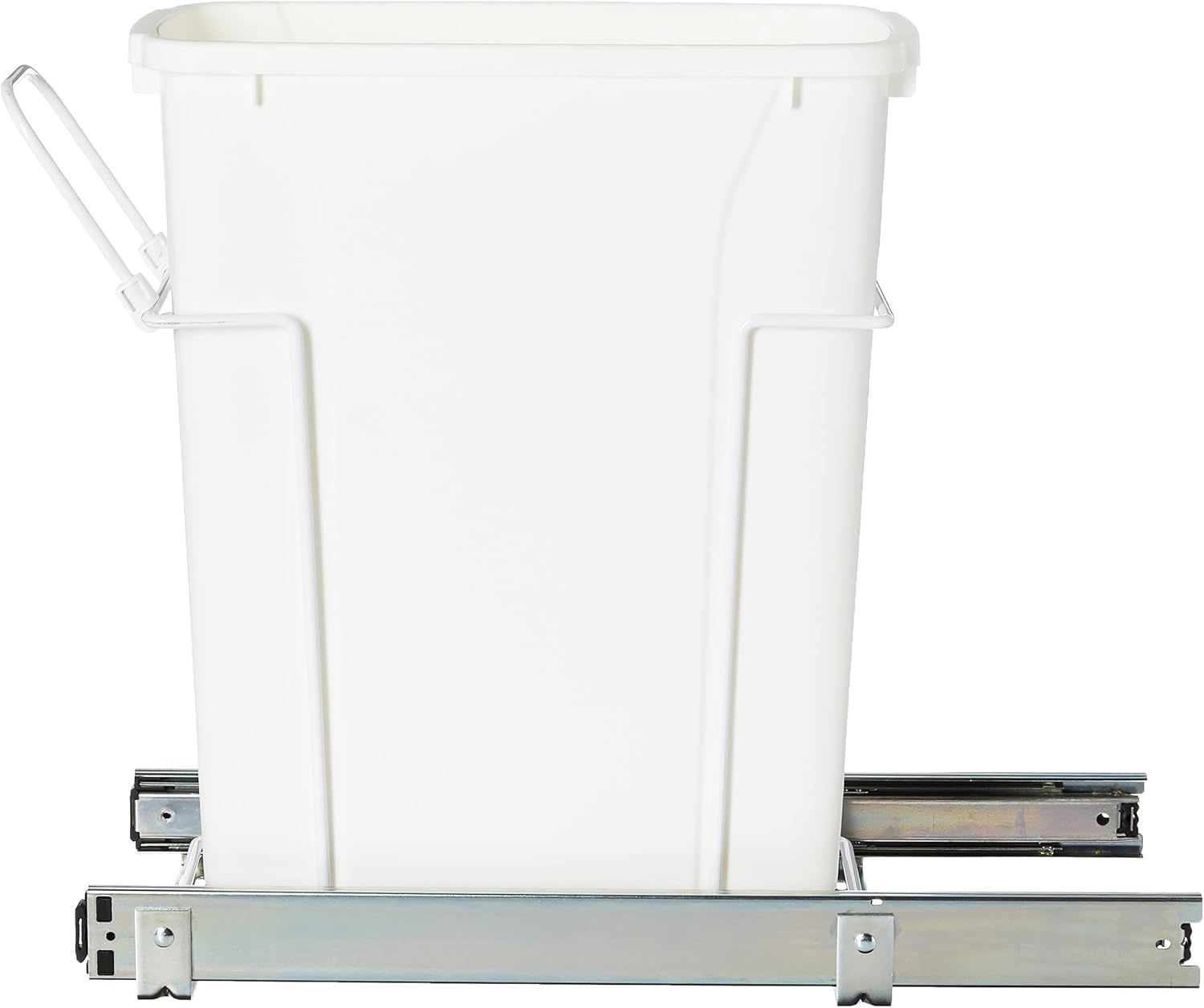 Knape & Vogt RS-PSW9-1-20-W 17 in. H x 8 in. W x D Steel in-Cabinet 20 Qt. Single White Pull Out Trash Can
