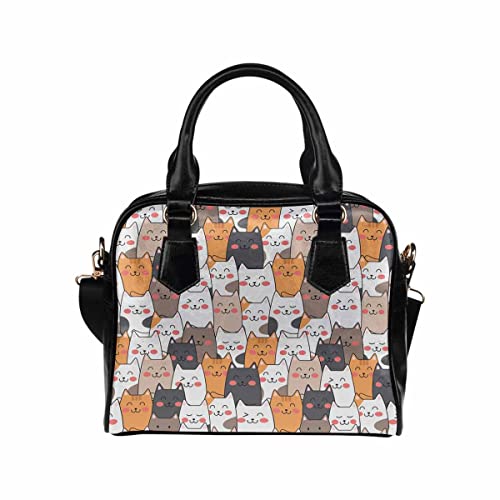InterestPrint Cute Cats Pastel Color Womens Casual Bag Shoulder Satchel Bag Handbag