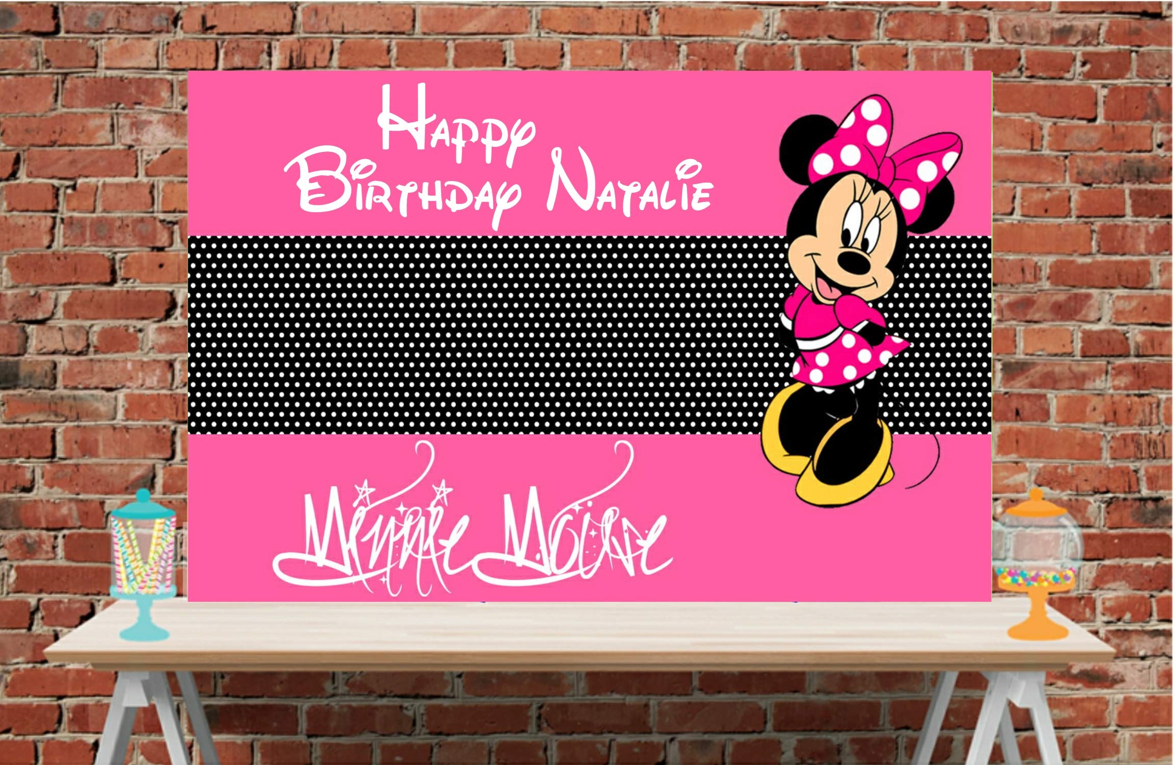 2x4 Minnie Mouse Vinyl Birthday Banner Next Day Shipping