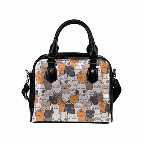 InterestPrint Cute Cats Pastel Color Womens Casual Bag Shoulder Satchel Bag Handbag