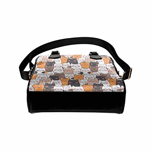 InterestPrint Cute Cats Pastel Color Womens Casual Bag Shoulder Satchel Bag Handbag
