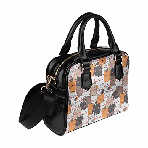 InterestPrint Cute Cats Pastel Color Womens Casual Bag Shoulder Satchel Bag Handbag