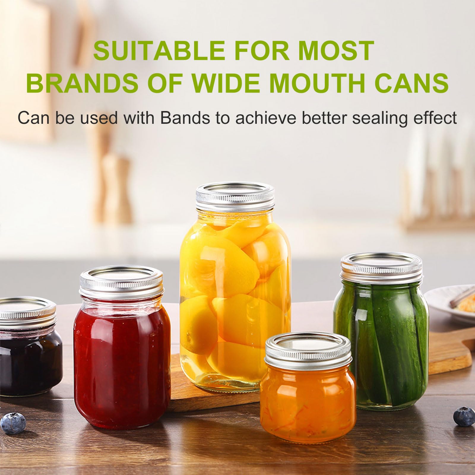 Mason Jar Lids Regular Mouth, aluminum lids for mason jar regular mouth split-type lids leak proof and secure canning jar caps(24PCS)