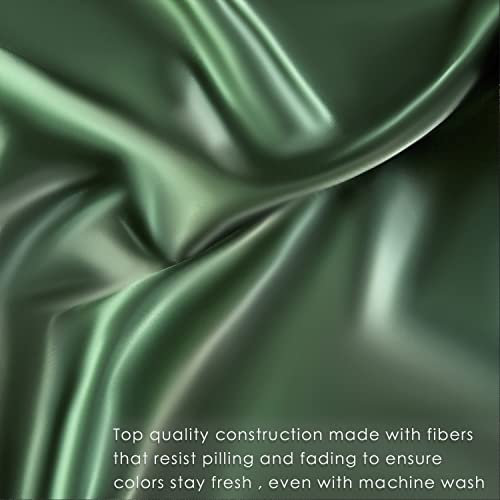 Koreyoshi 4 Pcs Satin Sheets Queen - Silk Silky Super Soft Extra Deep Pocket Queen Sheet Sets - Wrinkle & Fade Free - Deep Pocket Fitted Sheet, Flat Sheet, Pillow Cases (Queen, Olive Green)