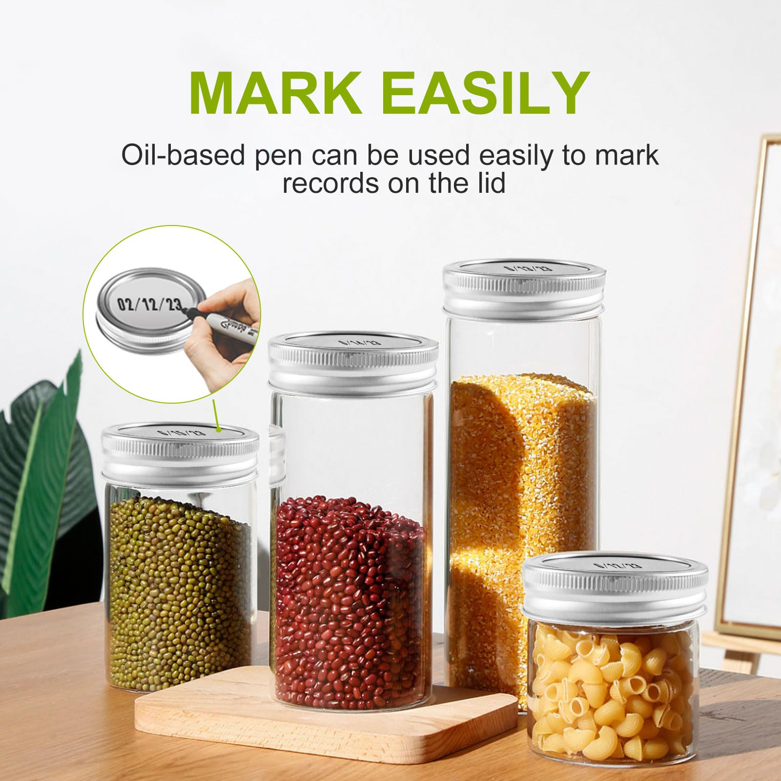 Mason Jar Lids Regular Mouth, aluminum lids for mason jar regular mouth split-type lids leak proof and secure canning jar caps(24PCS)