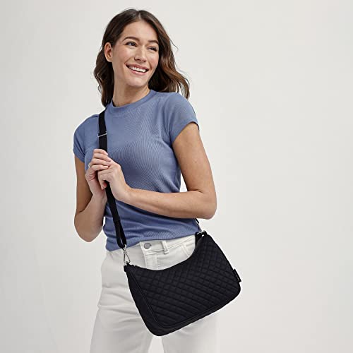 Vera Bradley Women's Cotton Frannie Crescent Crossbody Purse, Bees Navy - Recycled Cotton, One Size