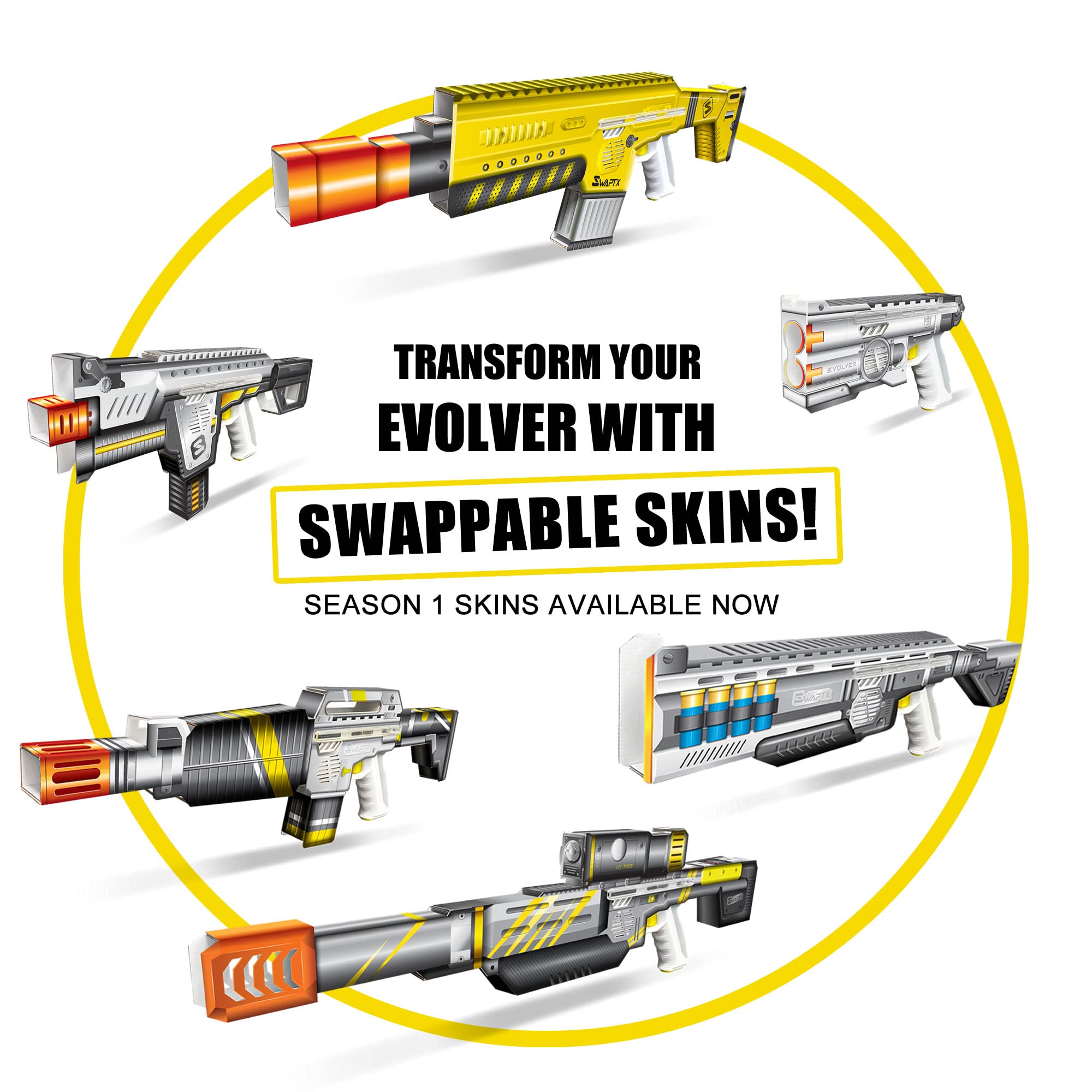 Evolver Laser Tag Gun with Headset Sensors | 2 Player Set | Backyard Royale Bundle | Swap Skins to Transform Your Blaster | The Only Swappable Skin Laser Tag System | Brought to You by Swaptx