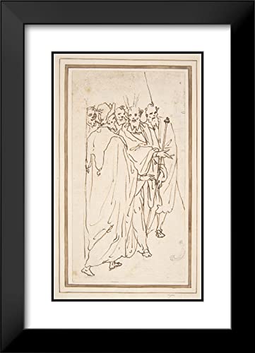 ArtDirect Cesare Nebbia 12x18 Black Modern Frame and Double Matted Museum Art Print Titled - Moses and Other Figures (1570-80)