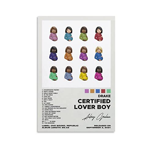 OFITIN Drake Poster Certified Lover Boy Album Cover Posters for Bedroom Aesthetic Wall Decor Canvas Wall Art Gift 12x18inch(30x45cm)