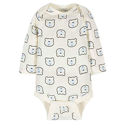 Gerber Baby Boys' 6-Pack Long-Sleeve Onesies Bodysuit, Bear, 0-3 Months