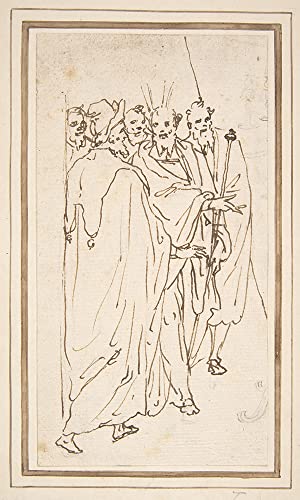 ArtDirect Cesare Nebbia 12x18 Black Modern Frame and Double Matted Museum Art Print Titled - Moses and Other Figures (1570-80)