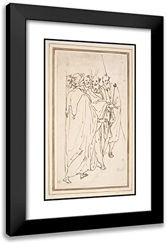 ArtDirect Cesare Nebbia 12x18 Black Modern Frame and Double Matted Museum Art Print Titled - Moses and Other Figures (1570-80)