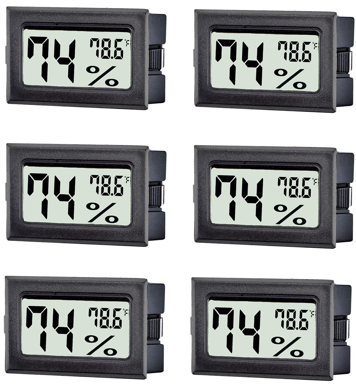 TASOGEN 6 Pack Mini Digital Thermometer Hygrometer,Indoor Temperature and Humidity Gauge Meter Monitor Fahrenheit (℉) for Home,Greenhouse,Jars