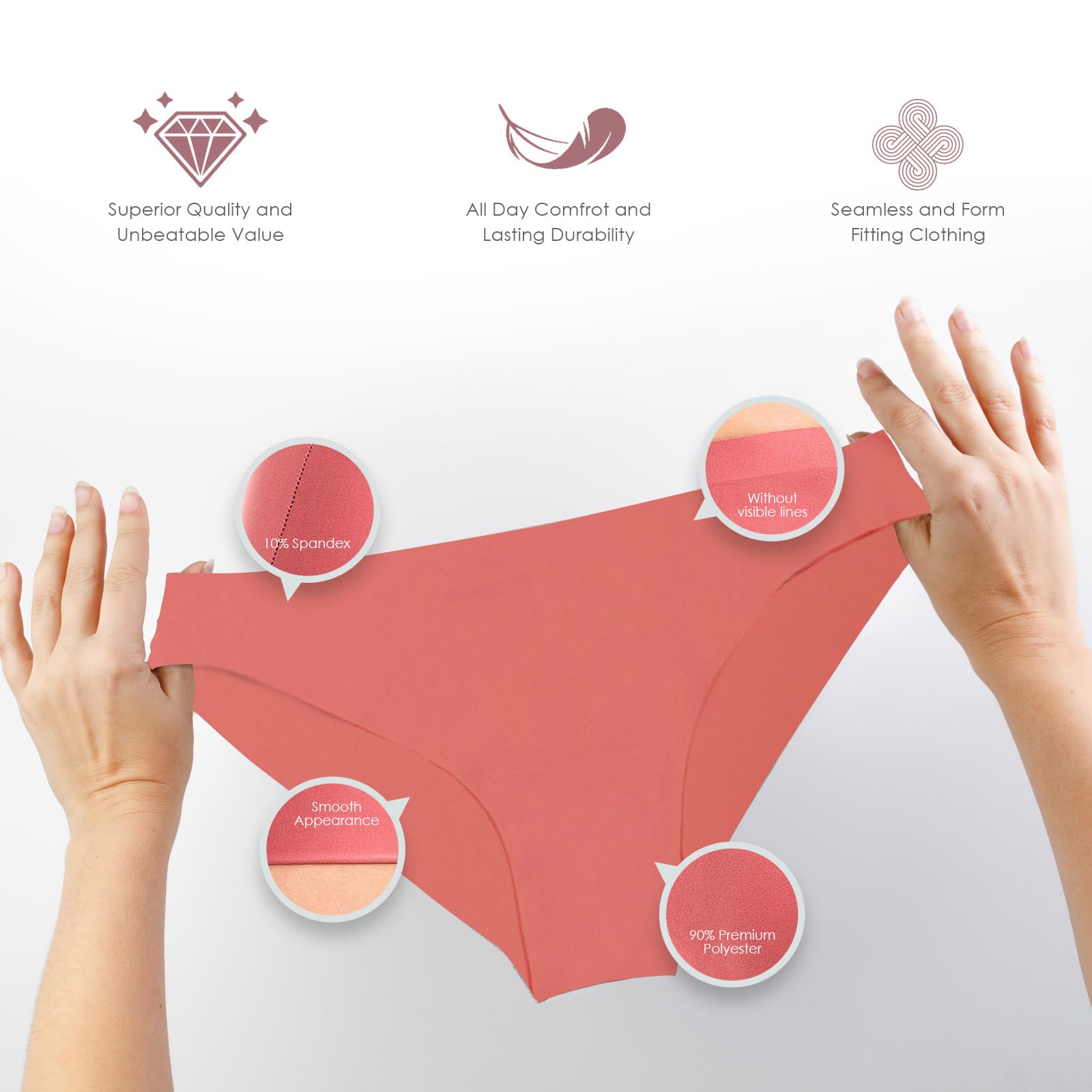 Alyce Ives Intimates Seamless Bikini Underwear for Women, 12 Pack No Show Panties, Laser Cut, Invisible under Yoga Pants
