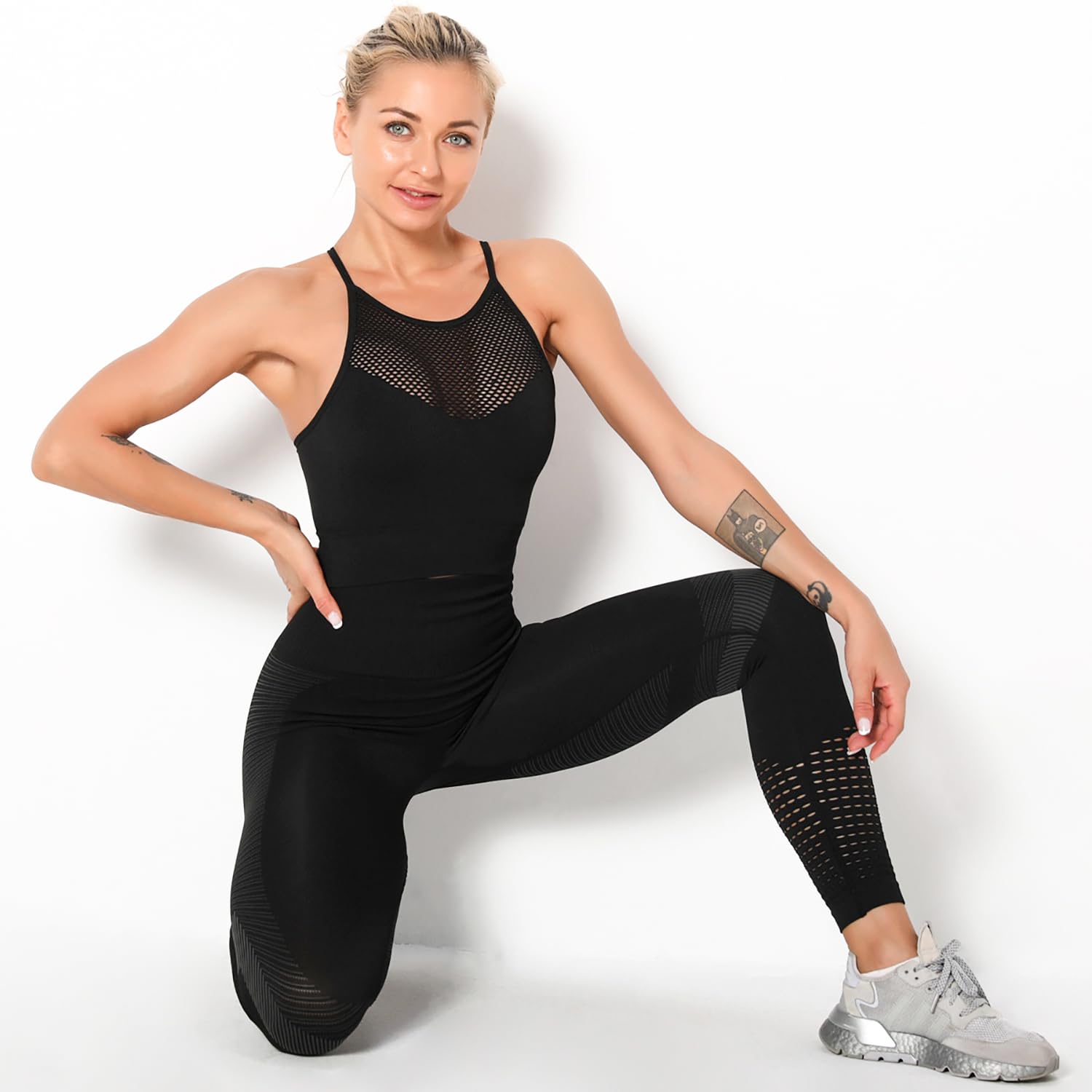 Redqenting High Waisted Leggings for Women Workout Seamless Leggings Yoga Pants Sweat Proof Tummy Control Tights Black Small