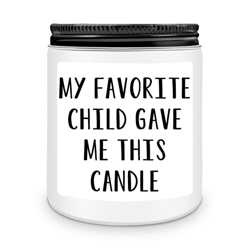 Gifts for Mom, Birthday Gifts for Mom from Daughter Son, Funny Mothers Day Thanksgiving Christmas Gifts for Mom New Mom First Time Mom Grandma- My Favorite Child Gave Me This Candle (White, Lavender)