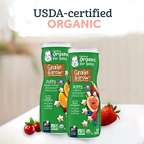 Gerber Baby Snacks Organic Puffs, Cranberry Orange, 1.48 Ounce (Pack of 6)